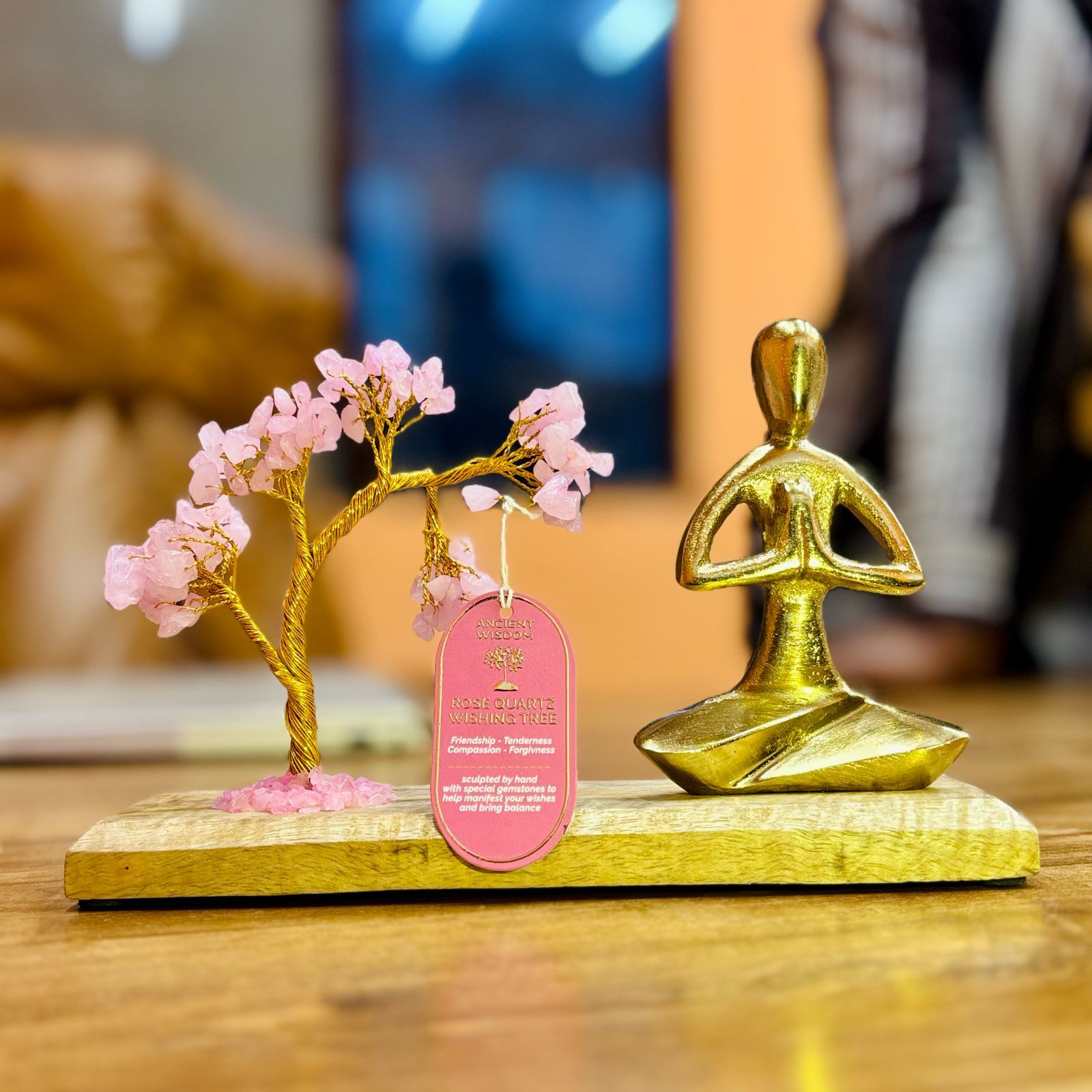 Gemstone Yoga Garden - Namaste Pose - Rose Quartz Tilted Tree - 100 ch ...